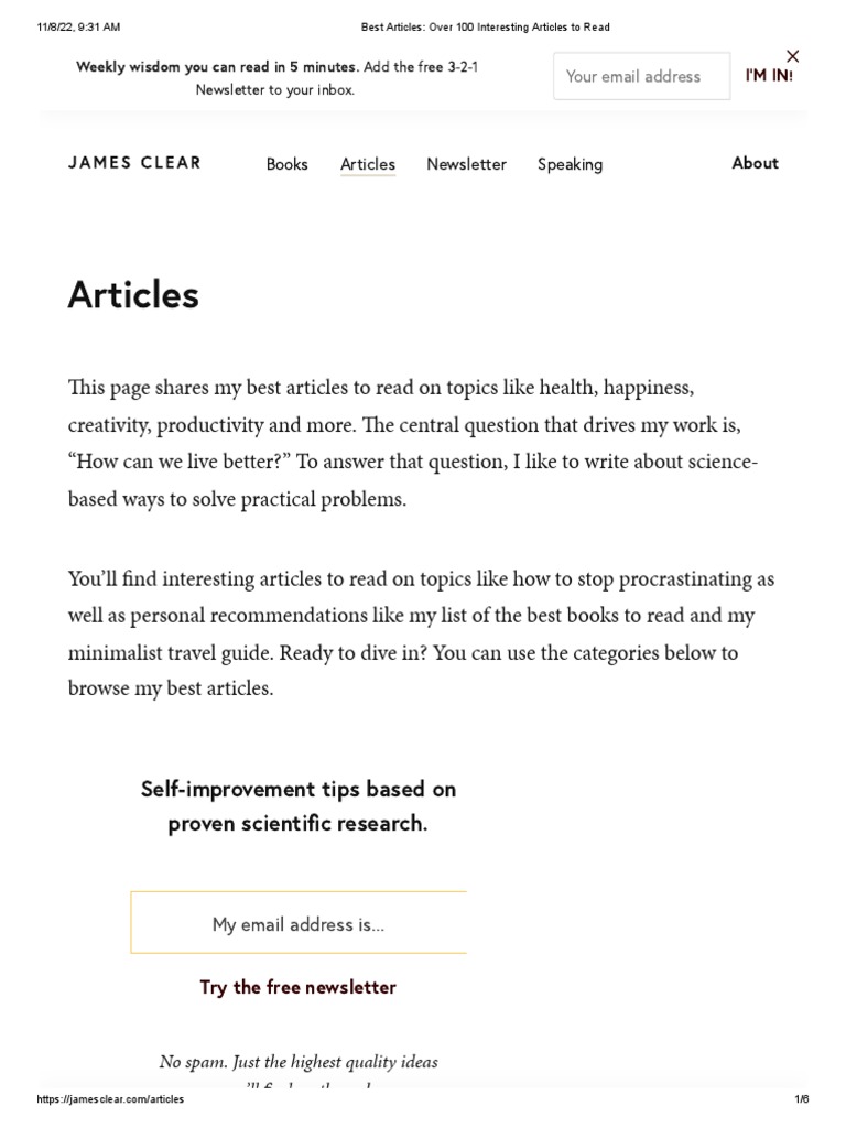Top 100 Articles for Self-Improvement | PDF | Creativity ...