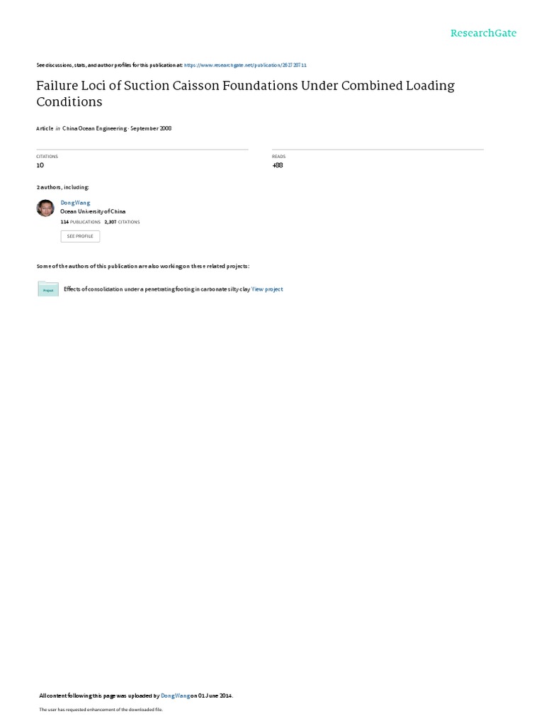 Failure Loci of Suction Caisson Foundations Under Combined Loading ...