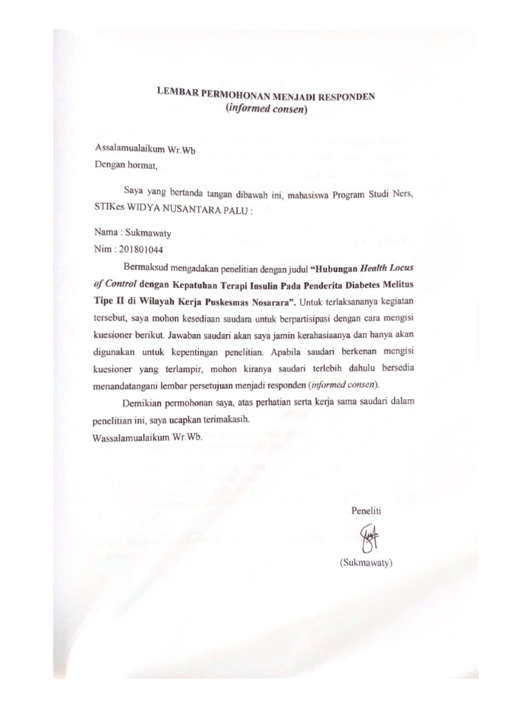 Lembar Permohonan Menjadi Responden | PDF