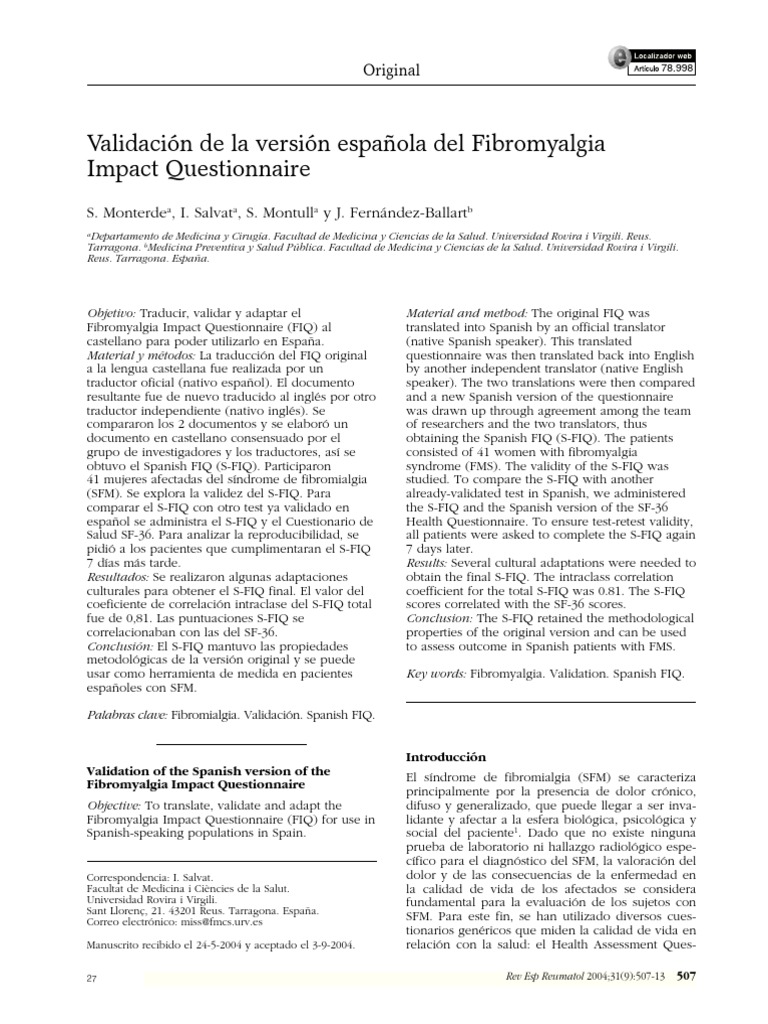 Validación Del FIQ | PDF | Traducciones