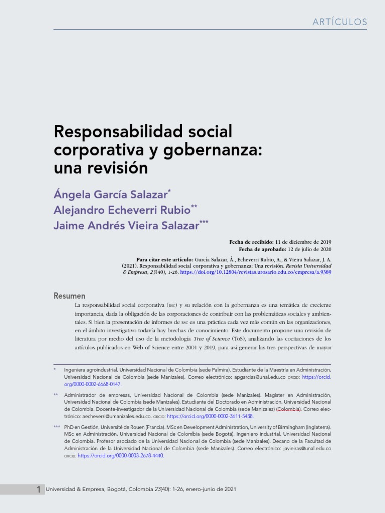 Responsabilidad Social Corporativa y Gobernanza - 2020 - Garcia Angela, Alejadro Echeverri y ...