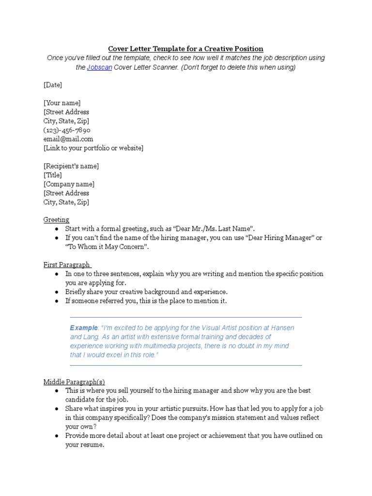 Creative Cover Letter Template | PDF | Mass Media | Communication
