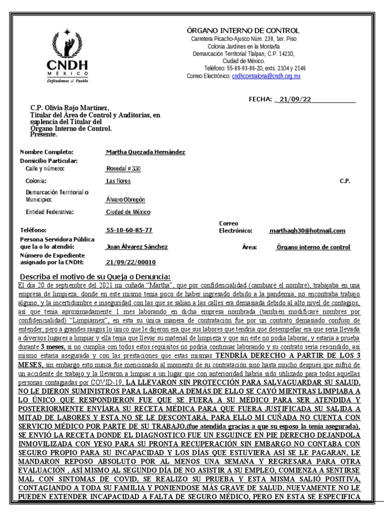 Formato de Queja | PDF