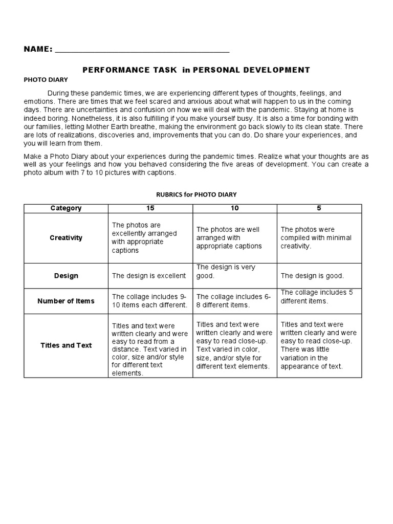 Performance Task In Perdev Pdf Psychology Psychological Concepts