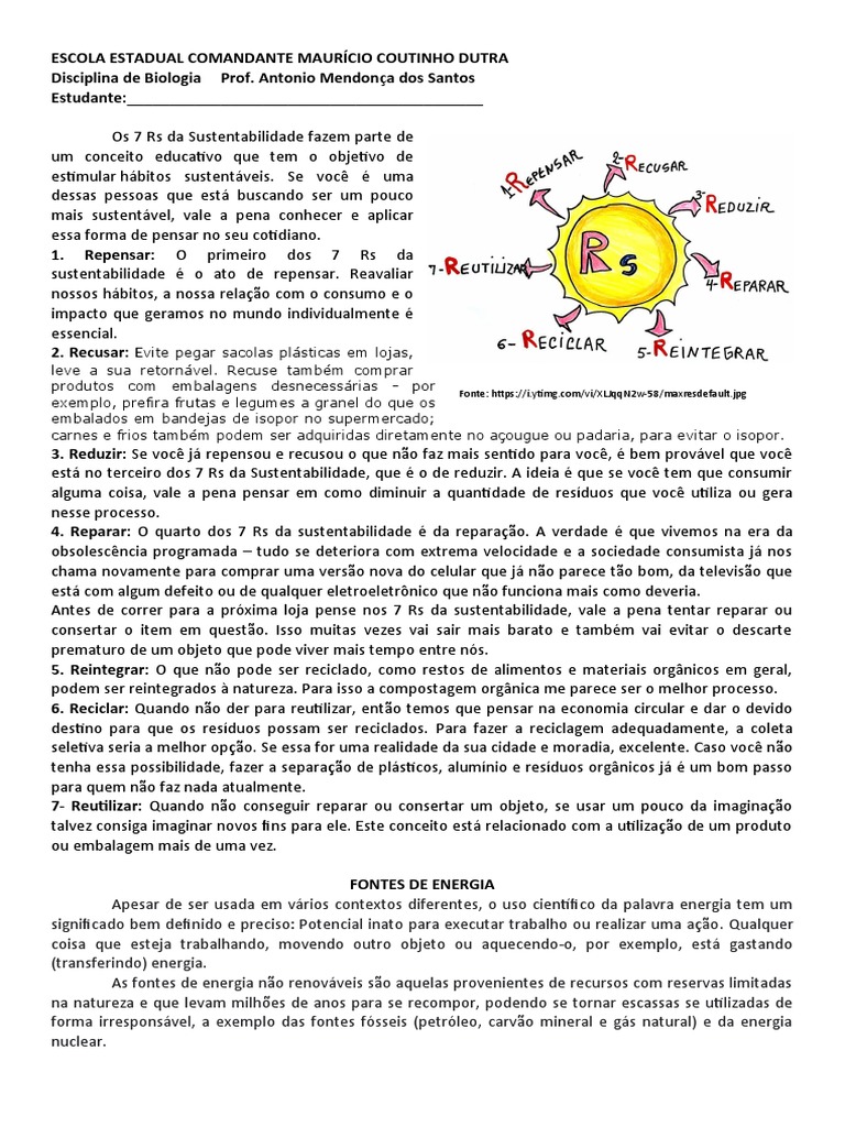 Os 7 Rs Da Sustentabilidade Fazem Parte de Um Conceito Educativo Que ...