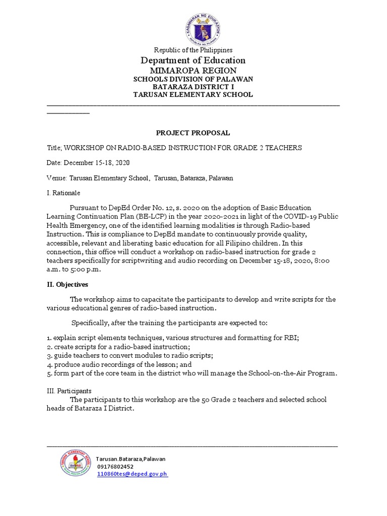 Training Project Proposal Pdf