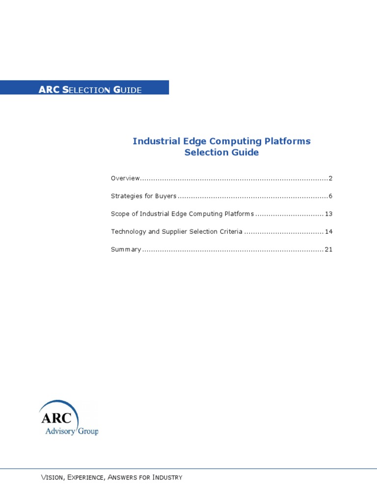Ar Arc Industrial Edge Computing Platforms Selection Guide Pdf Computing Cloud Computing