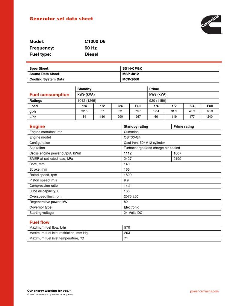 C1000D6 Data Sheet | PDF | Engines | Rotating Machines