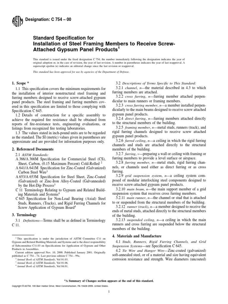 Astm 754 | PDF | Framing (Construction) | Screw