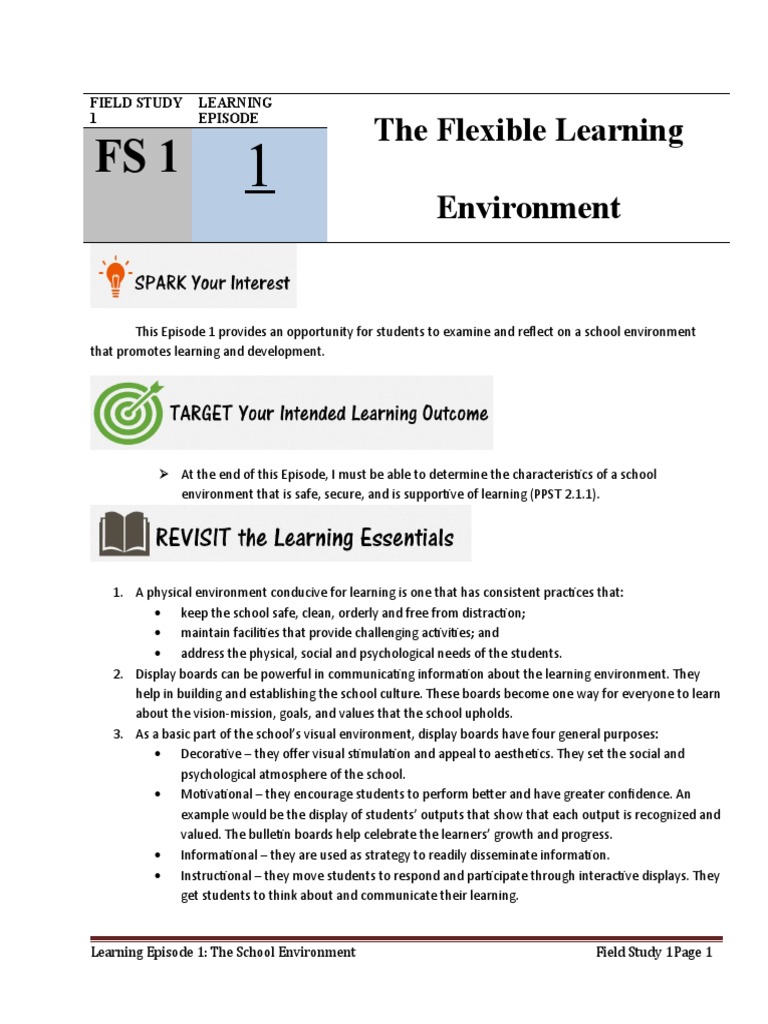 FIELD STUDY 1 E1 The Flexible Learning Environment | PDF | Distance Education | Learning