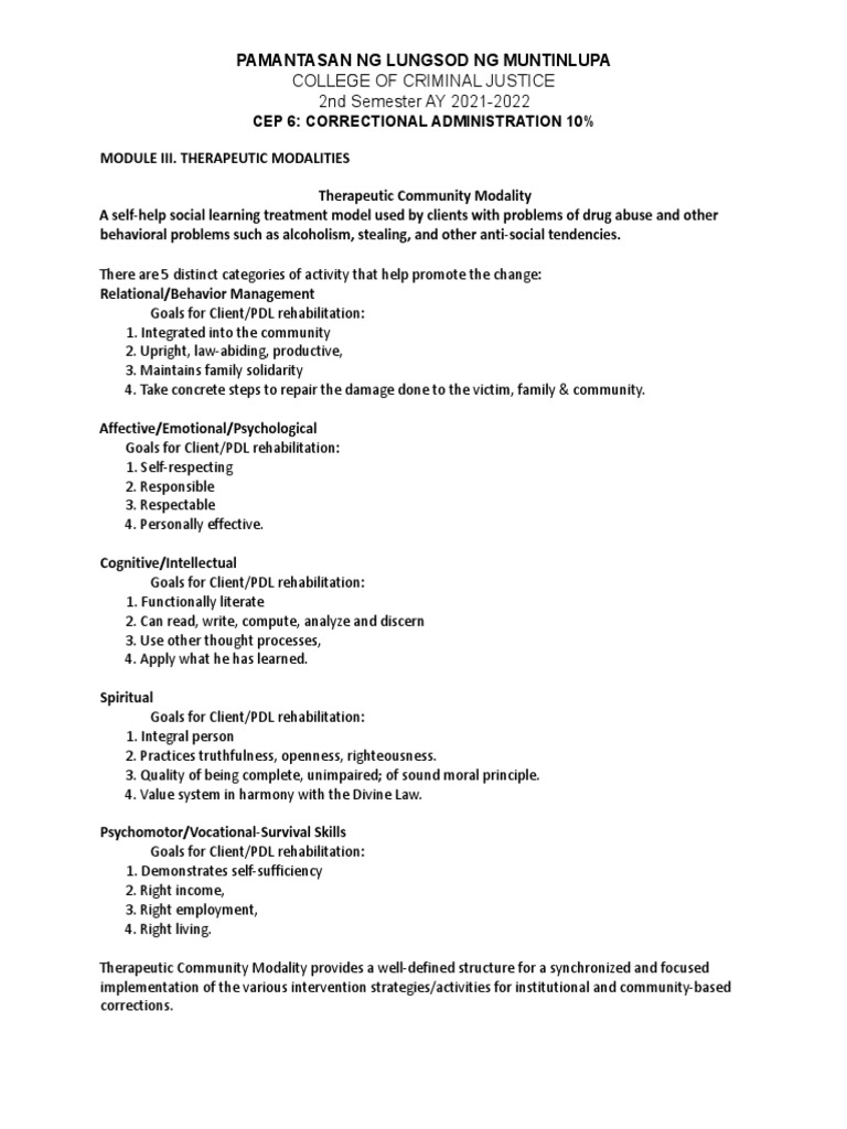 Ca3 - Therapeutic Modalities | PDF | Alcoholics Anonymous | Psychotherapy