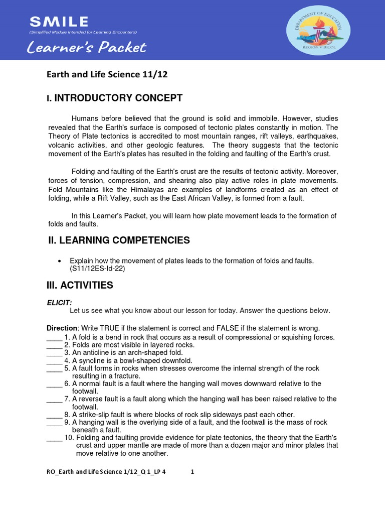 LP4 w4 Earth and Life Science | PDF | Fault (Geology) | Stress (Mechanics)