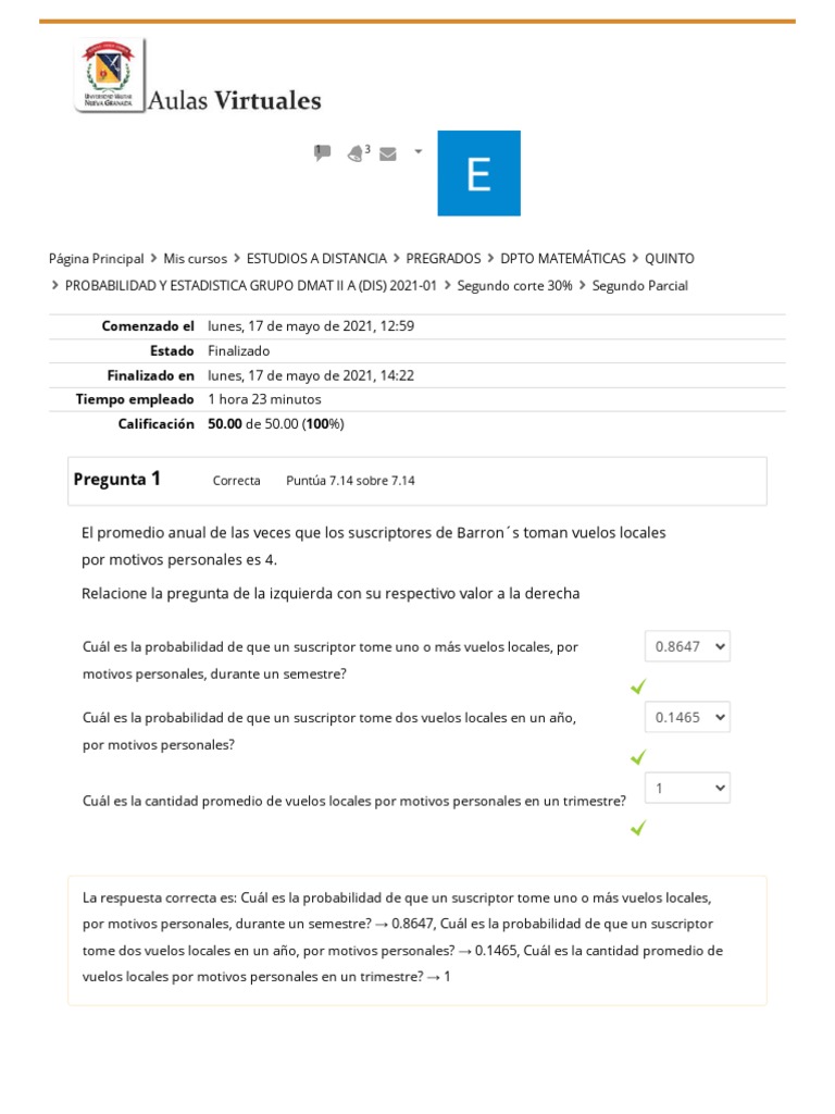 Segundo Parcial Estadistica | PDF | Probabilidad | Matemáticas