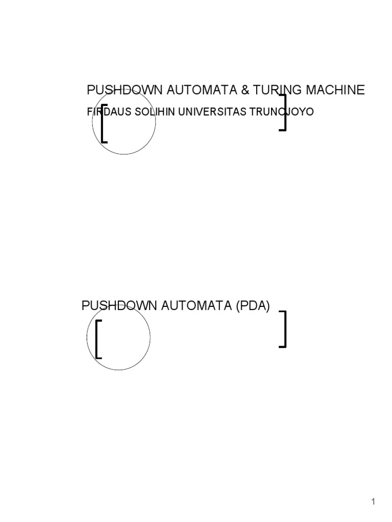 PUSHDOWN AUTOMATA and TURING MACHINE PUS | PDF