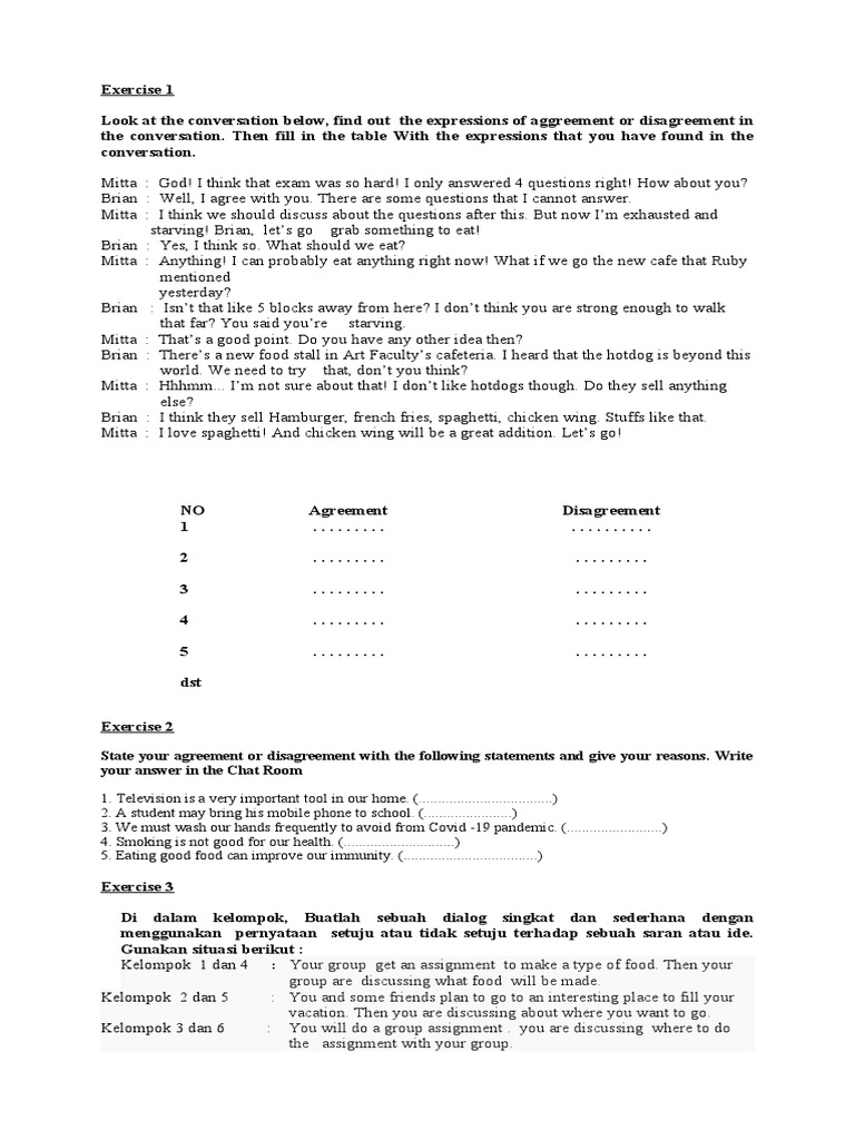 Agreement Exercise 1 | PDF