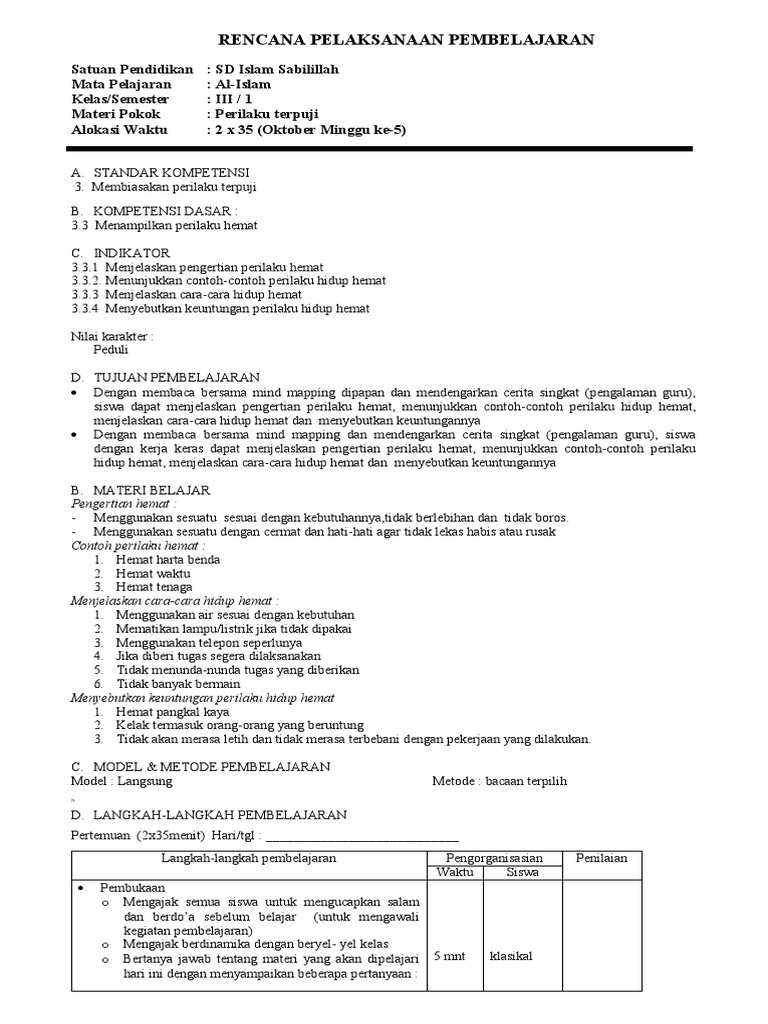 RPP Hemat | PDF | Karier & Perkembangan | Seni