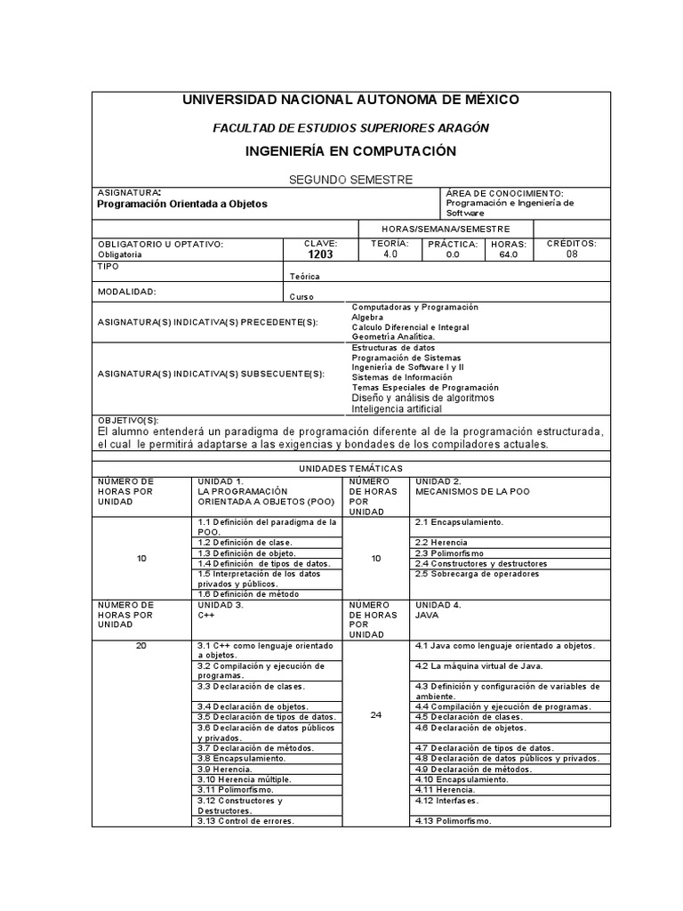 Programación Orientada A Objetos Pdf Programación Orientada A Objetos Objeto Informática