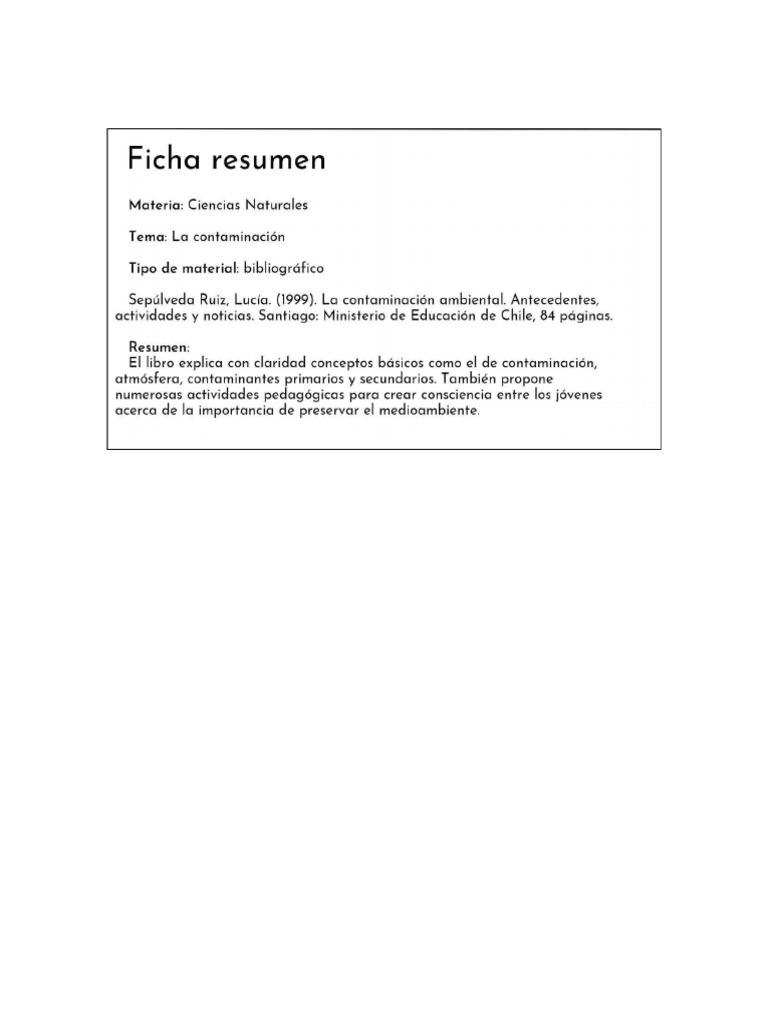 Ejemplo de Fichas de Resumen | PDF