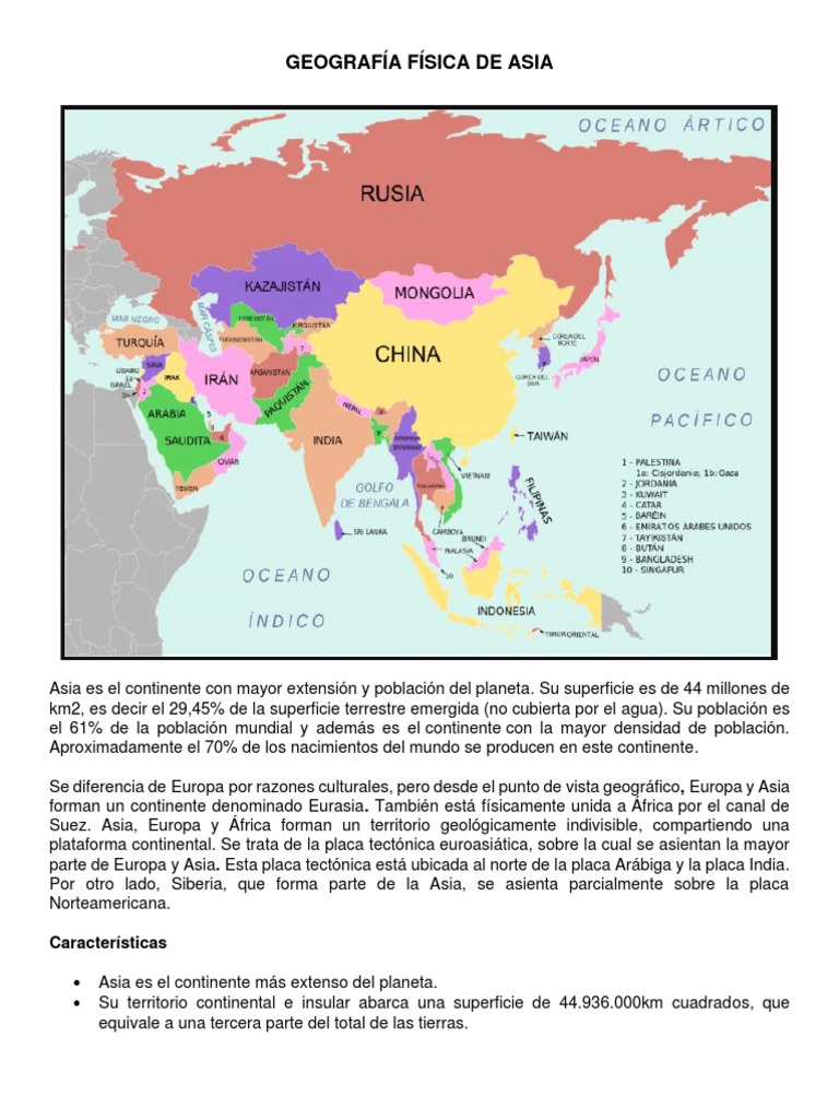 Geografía Física de Asia: Características | PDF | Clima | Asia
