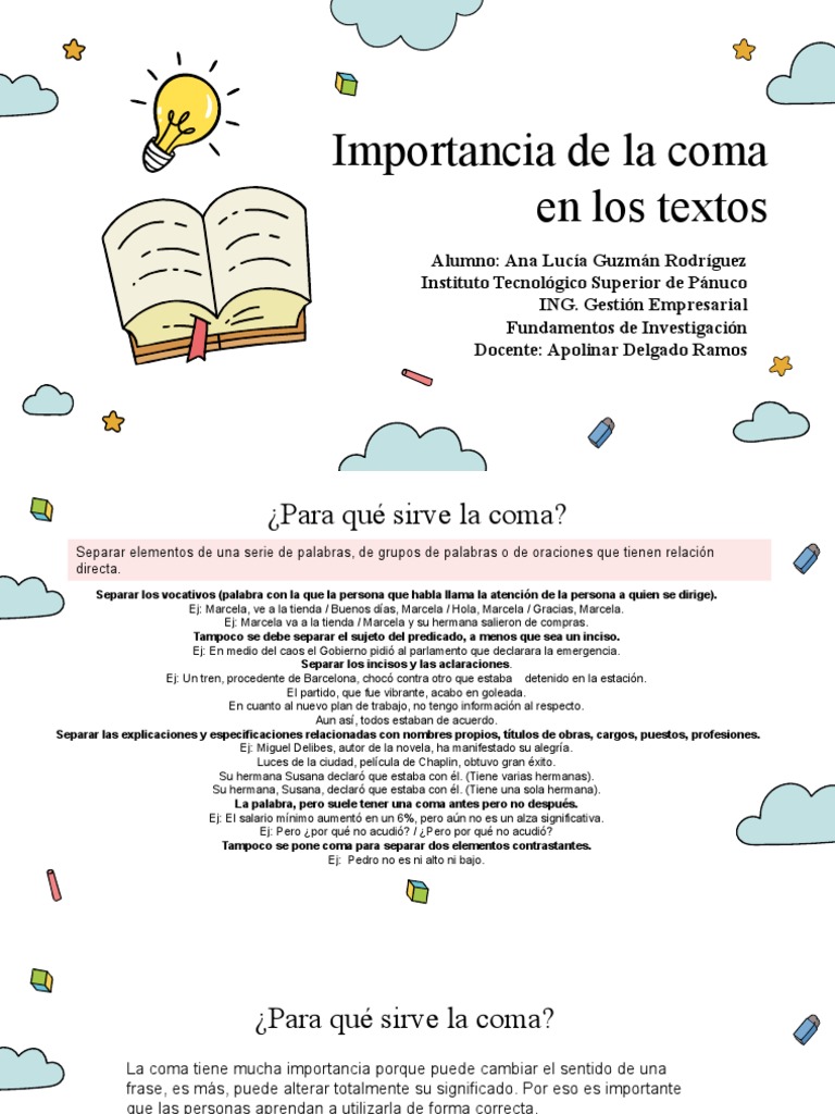 Importancia y uso de la coma | PDF | Lingüística