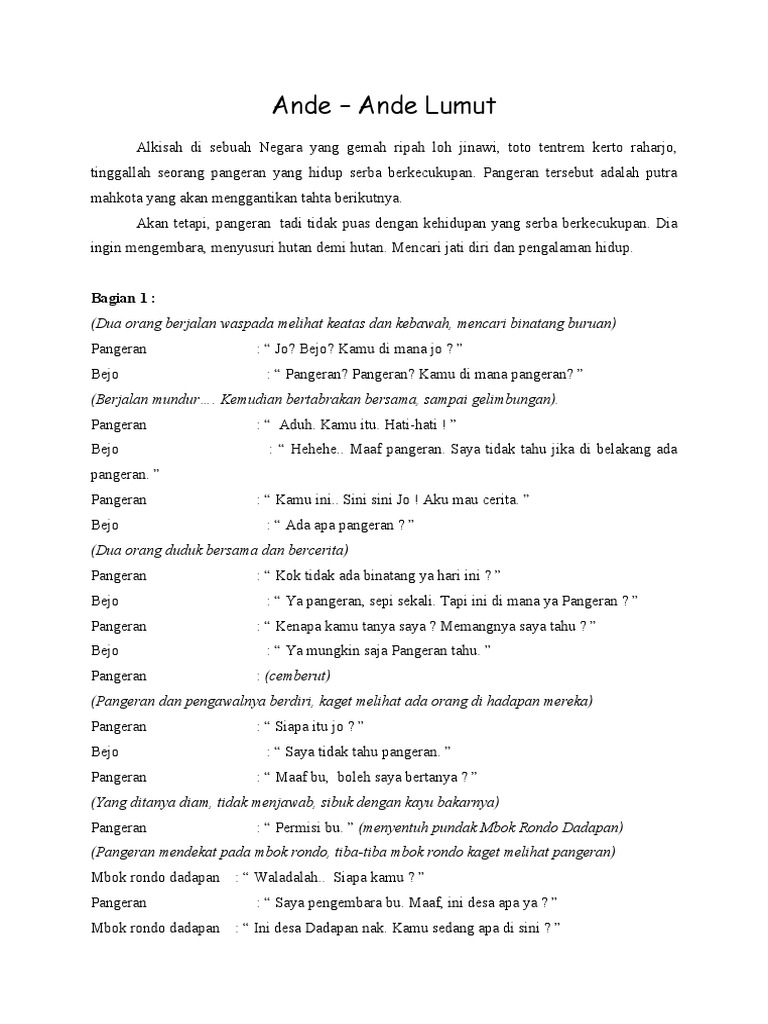 Ande-Ande Lumut: Kisah Pangeran dan Klenting Kuning | PDF | Griya & Taman