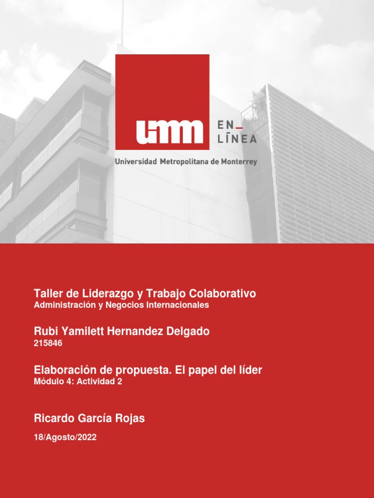 Modulo 4. Actividad 2 Taller - RYHD | PDF | Liderazgo | Planificación