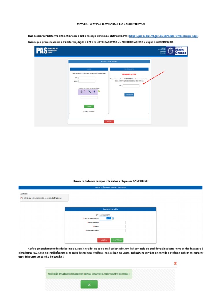 Tutorial Acesso A Plataforma Pas Escolha Administrativo | PDF | Senha | Spamming