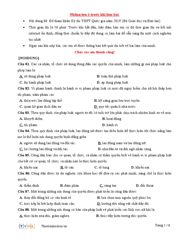 GDCD Tham Khao 2019 | PDF