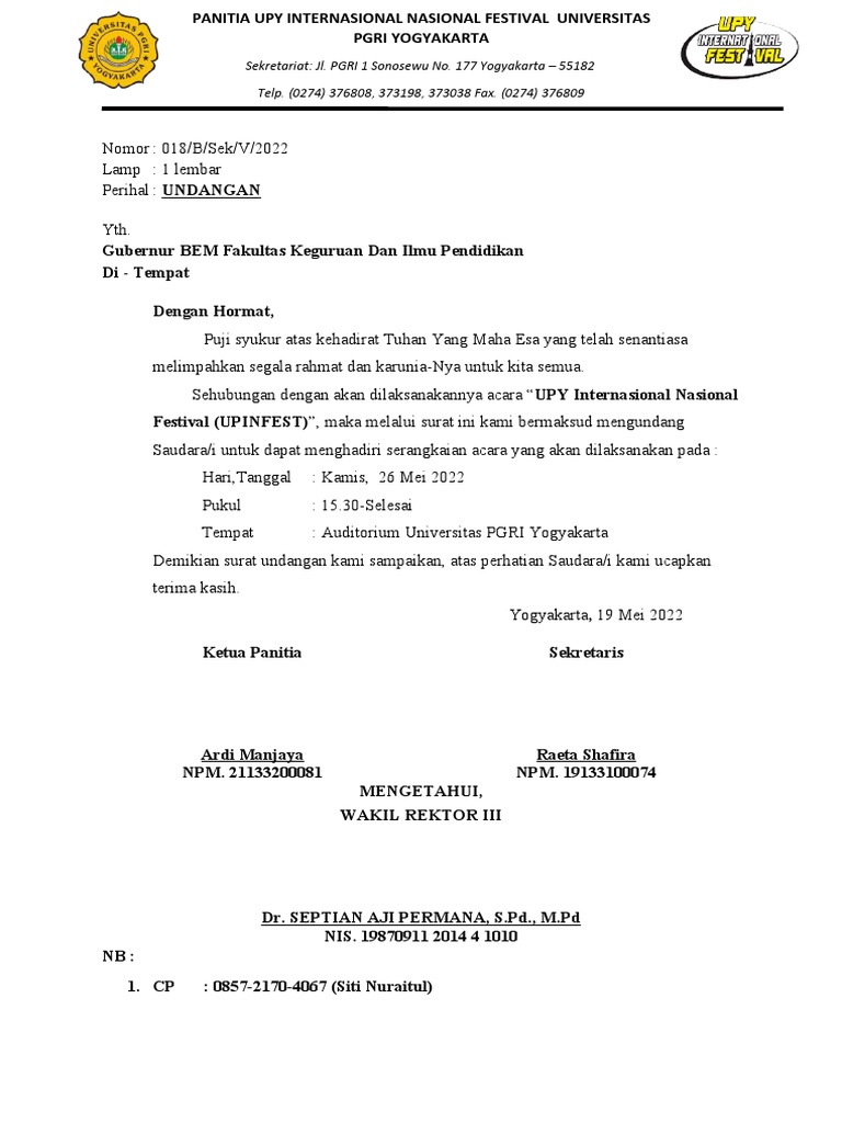 Surat Undangan 9 Ormawa | PDF