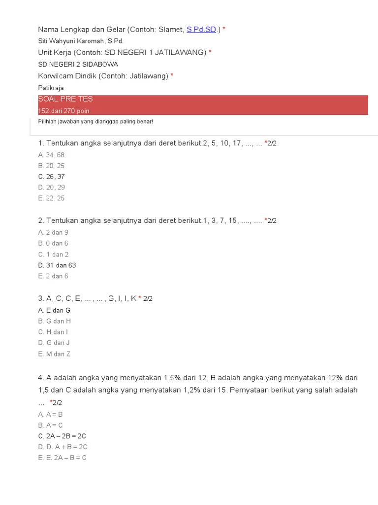 Soal PPPK Bimtek Pgri | PDF