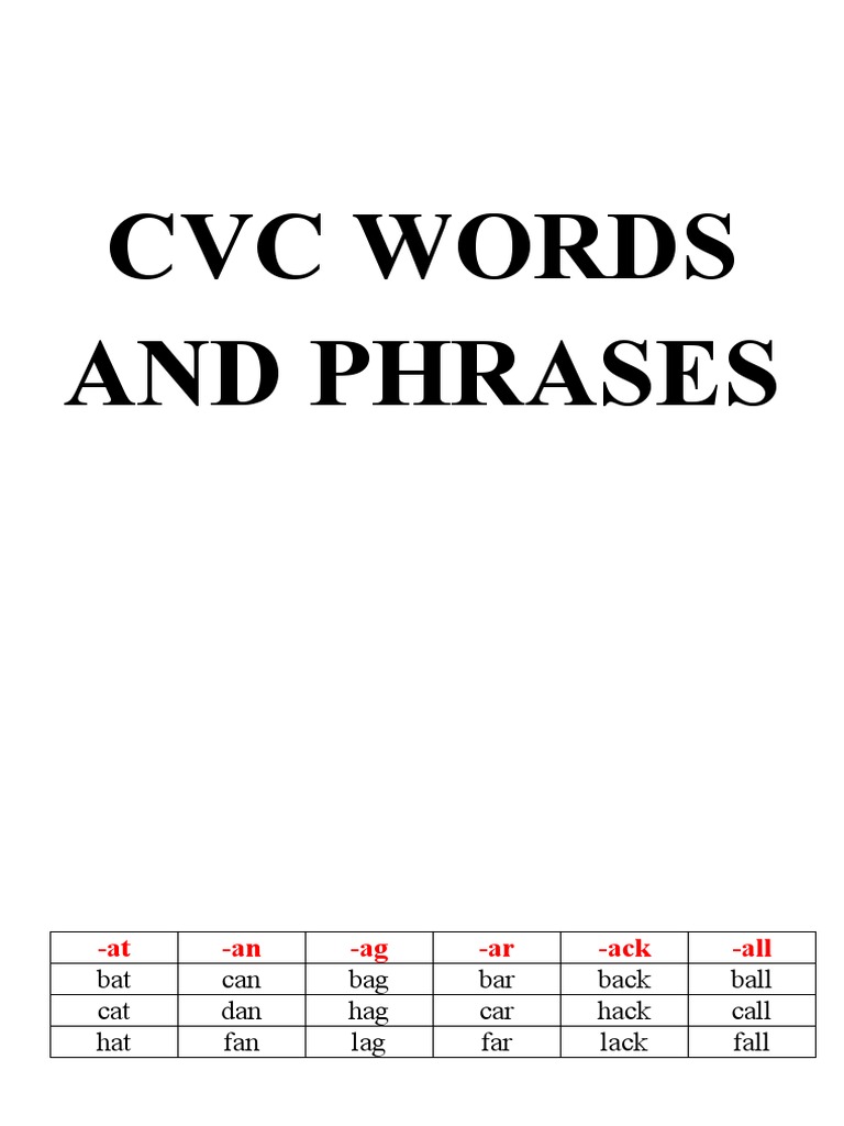 CVC Words and Phrases | PDF