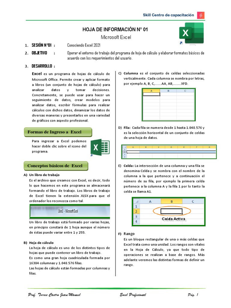 2 Sesión01-Excel Skill (1) | PDF | Microsoft Excel | Hoja de cálculo