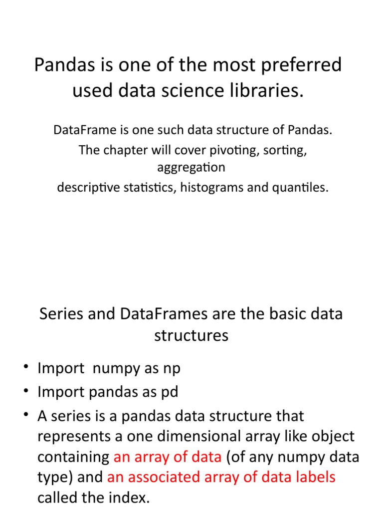 Python Pandas Ch 2 Pdf Quantile Array Data Structure