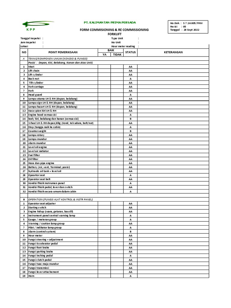Form Recom Forklift | PDF
