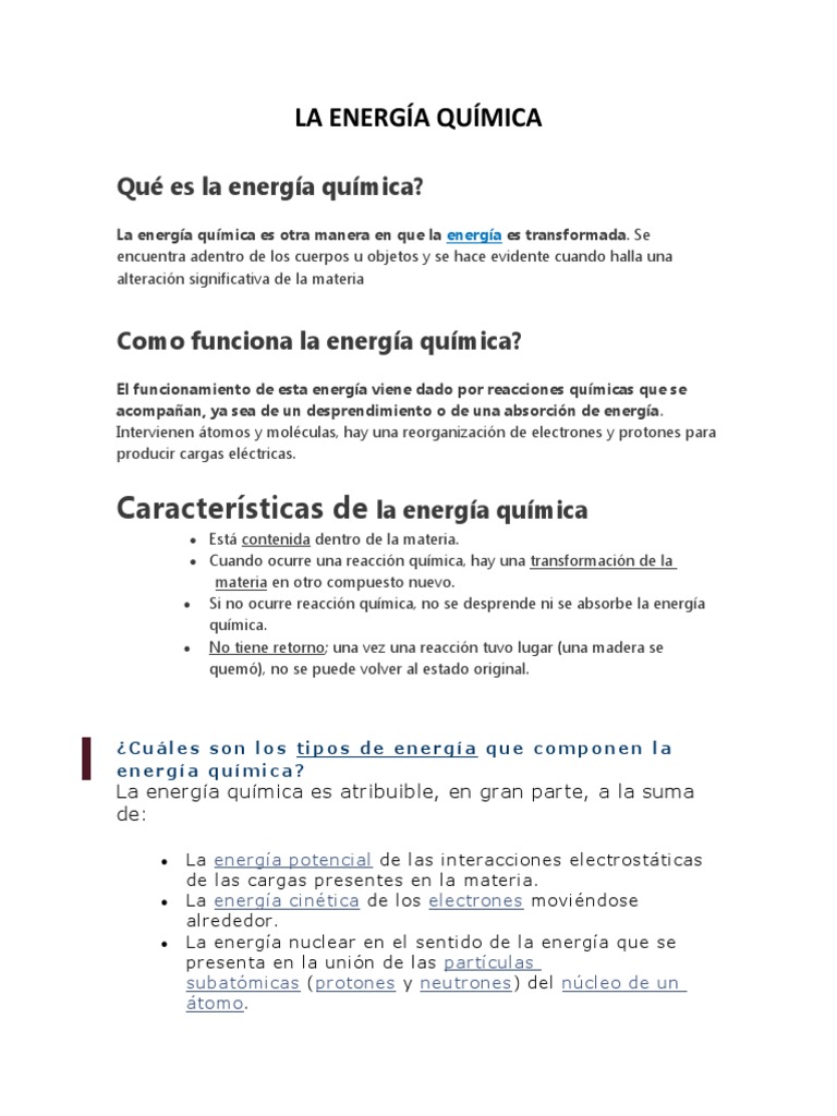 La Energía Química | PDF | Química | Importar