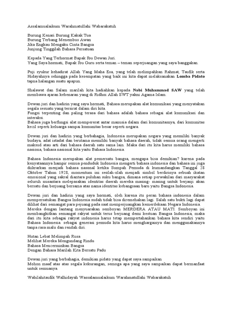 Teks Pidato Bahasa Indonesia | PDF