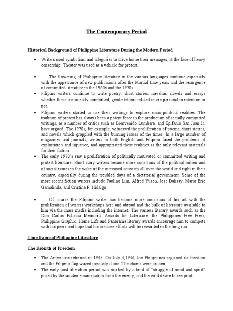 The Contemporary Period | PDF | Philippines