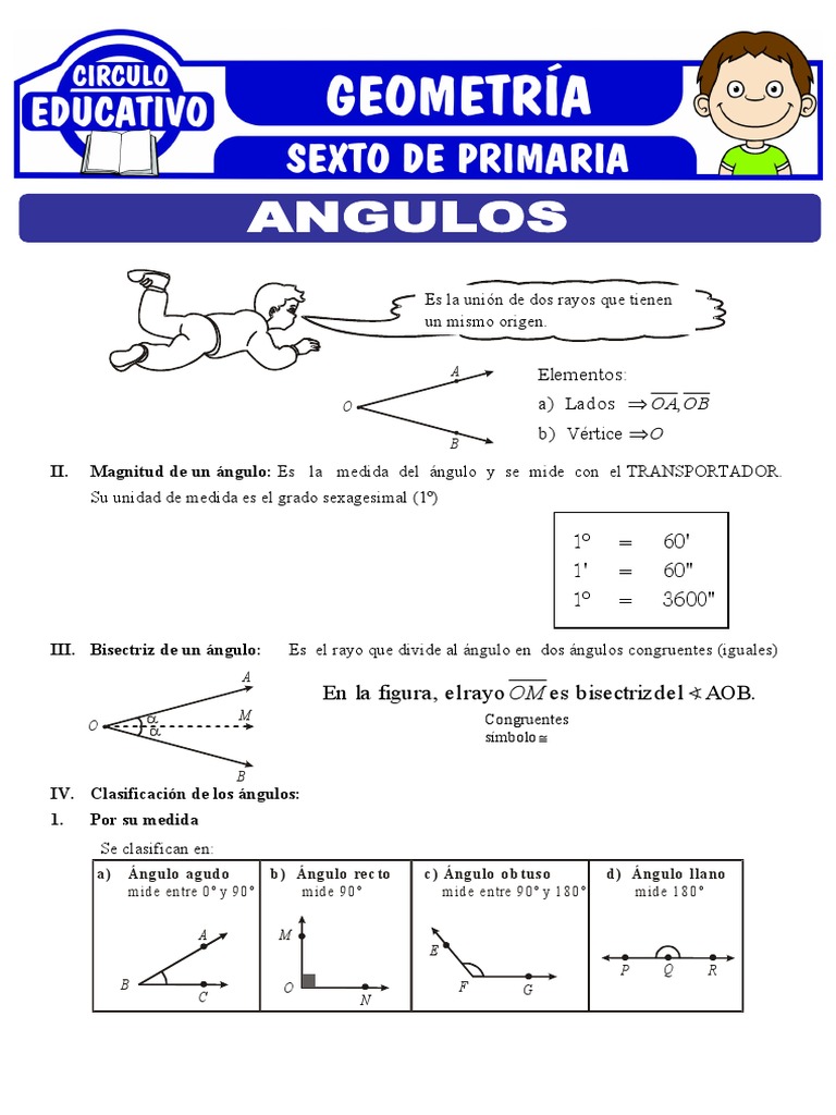 Los Angulos y Su Clasificacion para Sexto de Primaria | PDF | Formas ...