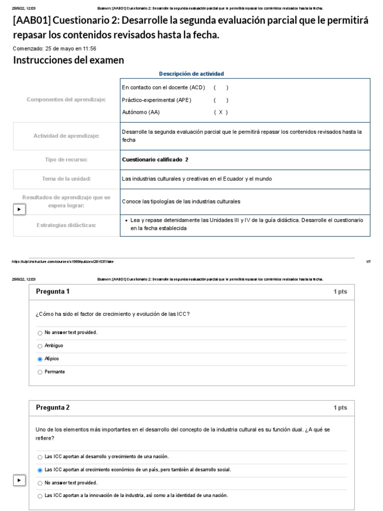Examen - (AAB01) Cuestionario 2 - Desarrolle La Segunda Evaluación Parcial Que Le Permitirá ...