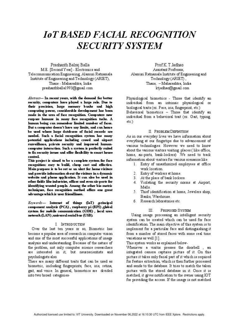 IoT Based Facial Recognition Security System | PDF | Biometrics ... IoT Based Facial Recognition Security System | PDF | Biometrics ...