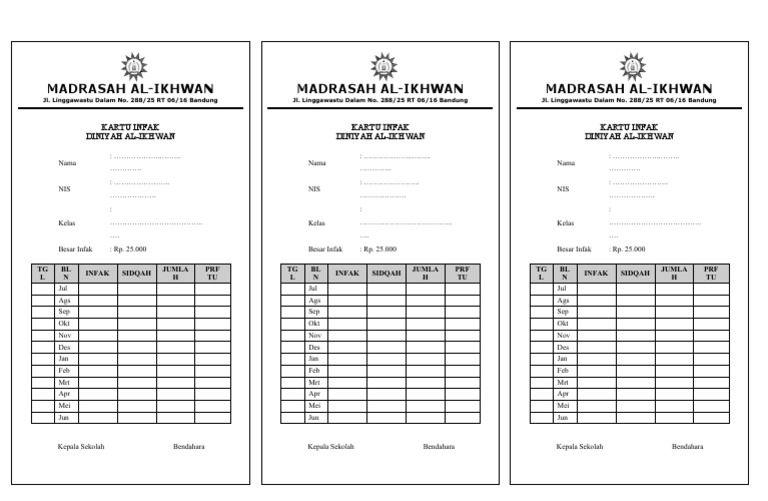 Kartu Infaq DINIYAH | PDF
