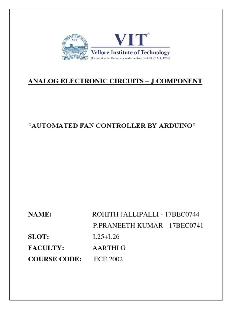 Aec - Automated Fan Controller by Arduino | PDF | Arduino | Electronic Circuits