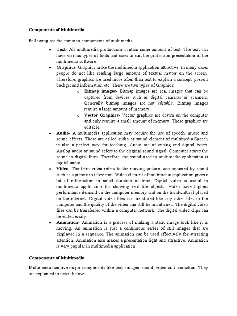 Components of Multimedia | PDF | Video | Multimedia