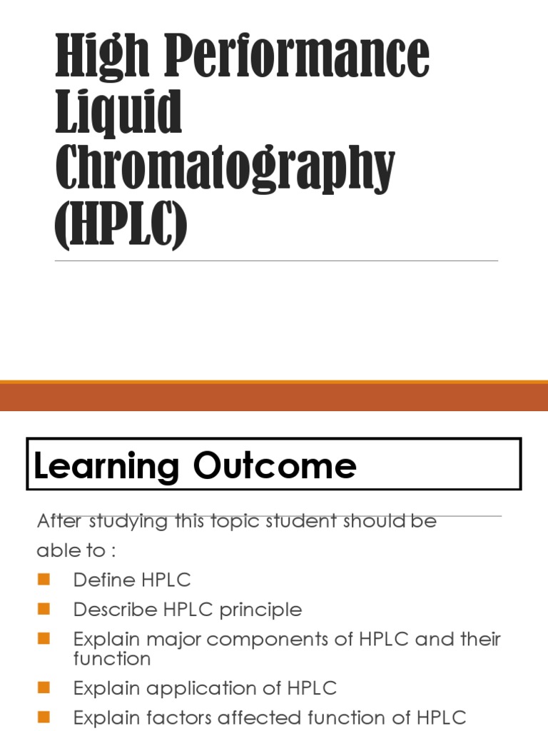 HPLC: Principles and Applications | PDF | High Performance Liquid ...