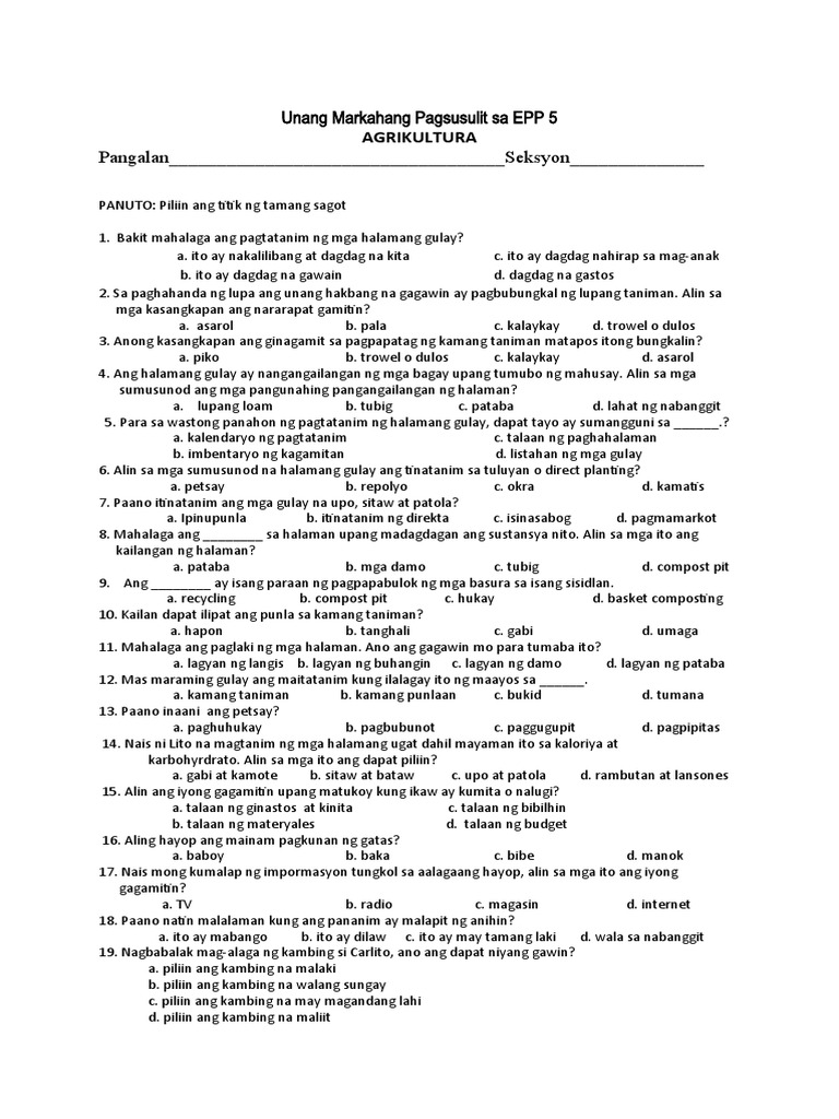 PT - Epp-Agri 5 - Q1 | PDF