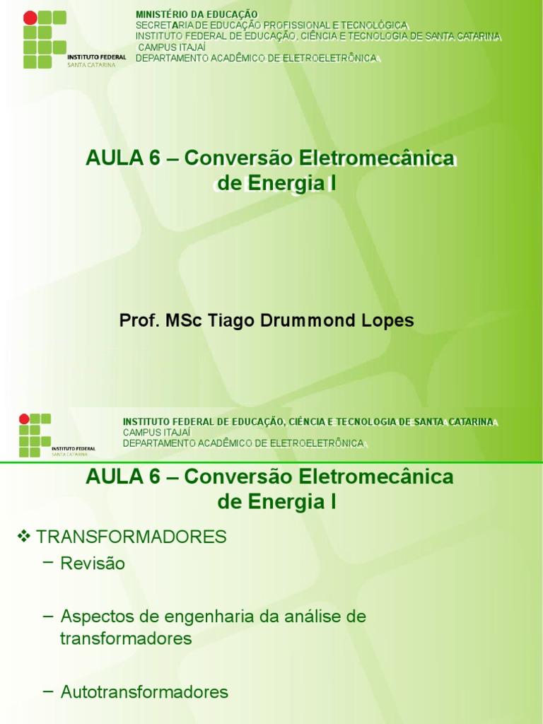 Aula 6 - Transformadores Parte 3 18 2 | PDF | Transformador | Rede elétrica