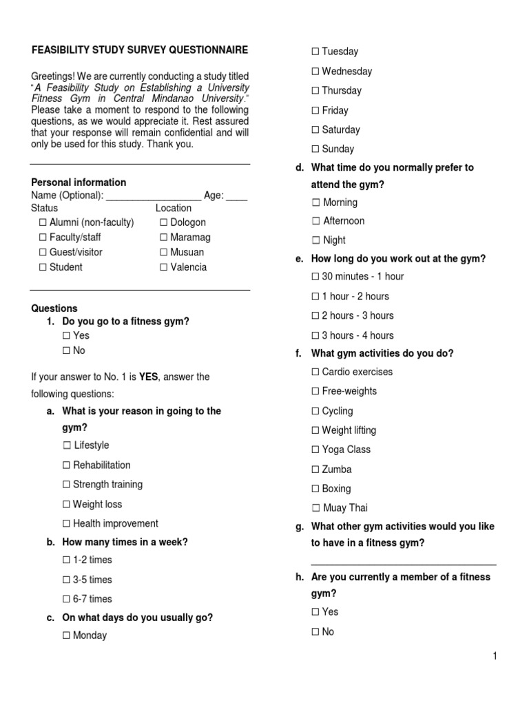 Questionnaire - A Feasibility Study On Establishing A University ...