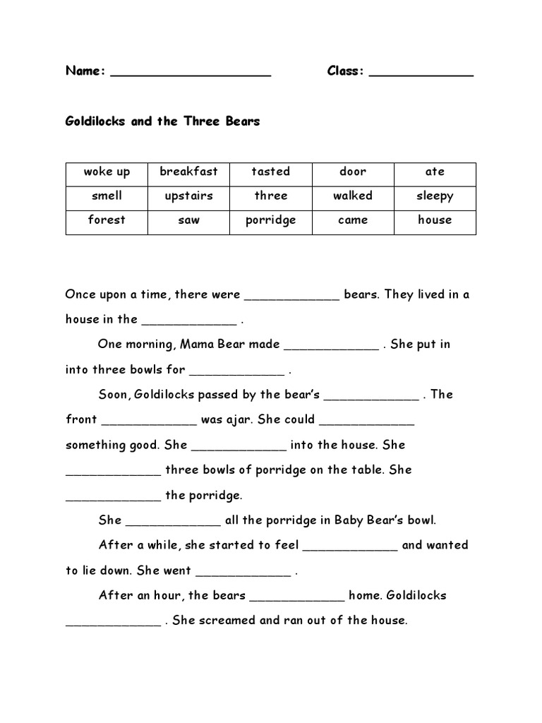 Goldilocks and The Three Bears | PDF