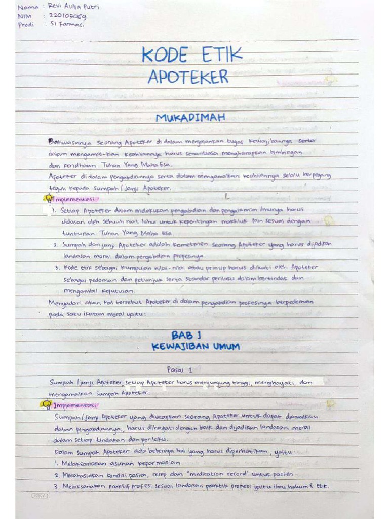 Kode Etik Apoteker | PDF