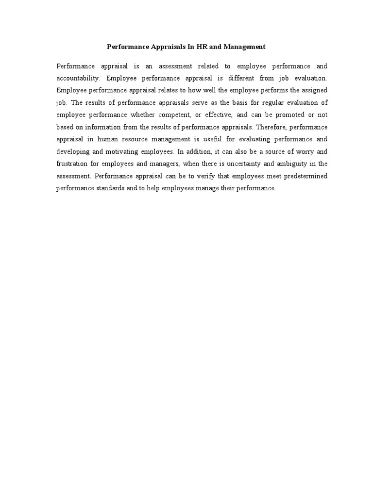 Performance Appraisals in HR and Management | PDF | Career & Growth
